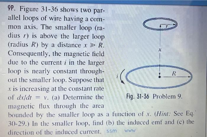 Solved 9P. Figure 31−36 shows two parallel loops of wire | Chegg.com