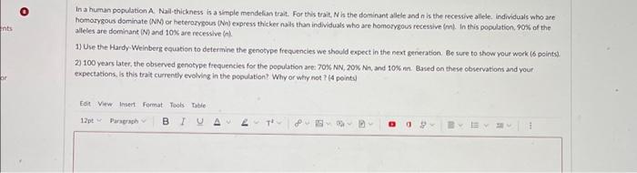 In a human population A. Nail-thickness is a simple | Chegg.com
