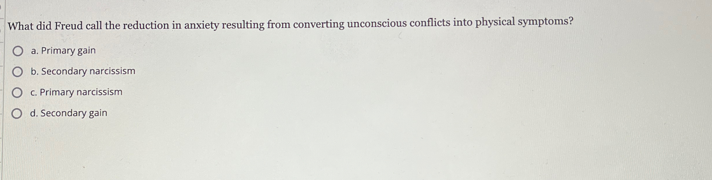 Solved What did Freud call the reduction in anxiety | Chegg.com