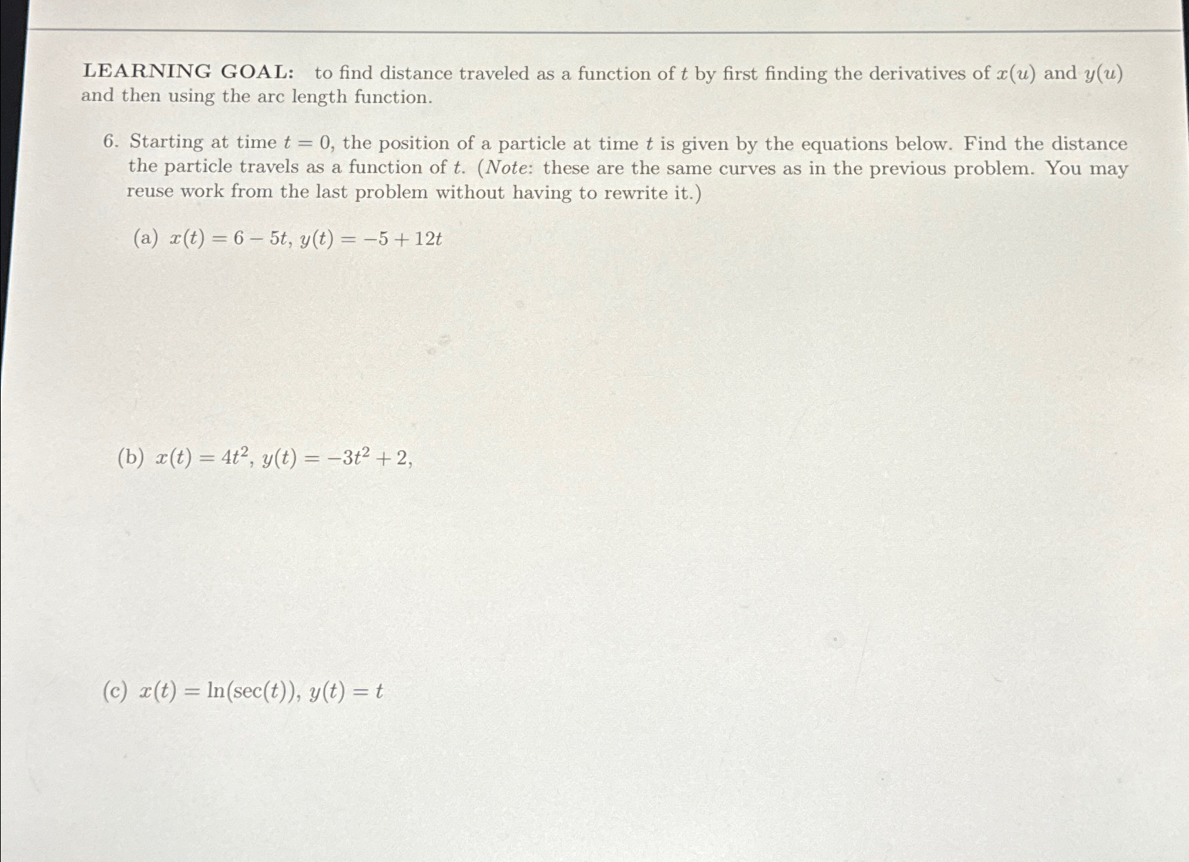Solved LEARNING GOAL: to find distance traveled as a | Chegg.com