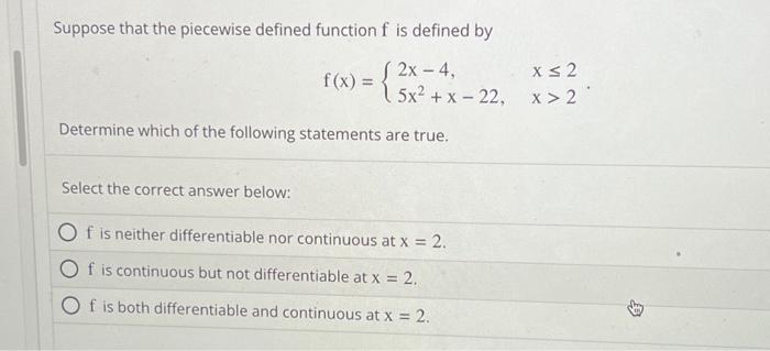 Solved Suppose that the piecewise defined function f is | Chegg.com