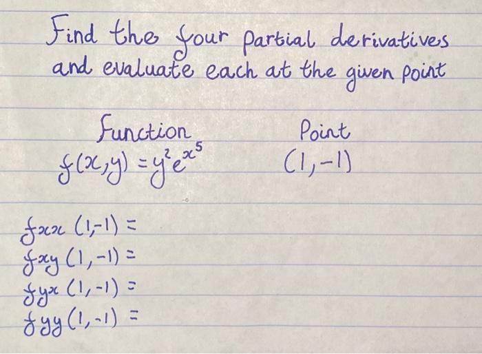 Solved Find the four partial derivatives and evaluate each | Chegg.com