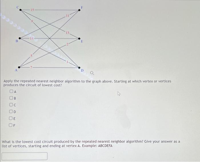 Solved 15 -14 B a Apply the repeated nearest neighbor | Chegg.com