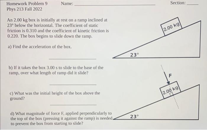 Solved Homework Problem 9 Name: Phys 213 Fall 2022 An 2.00 | Chegg.com