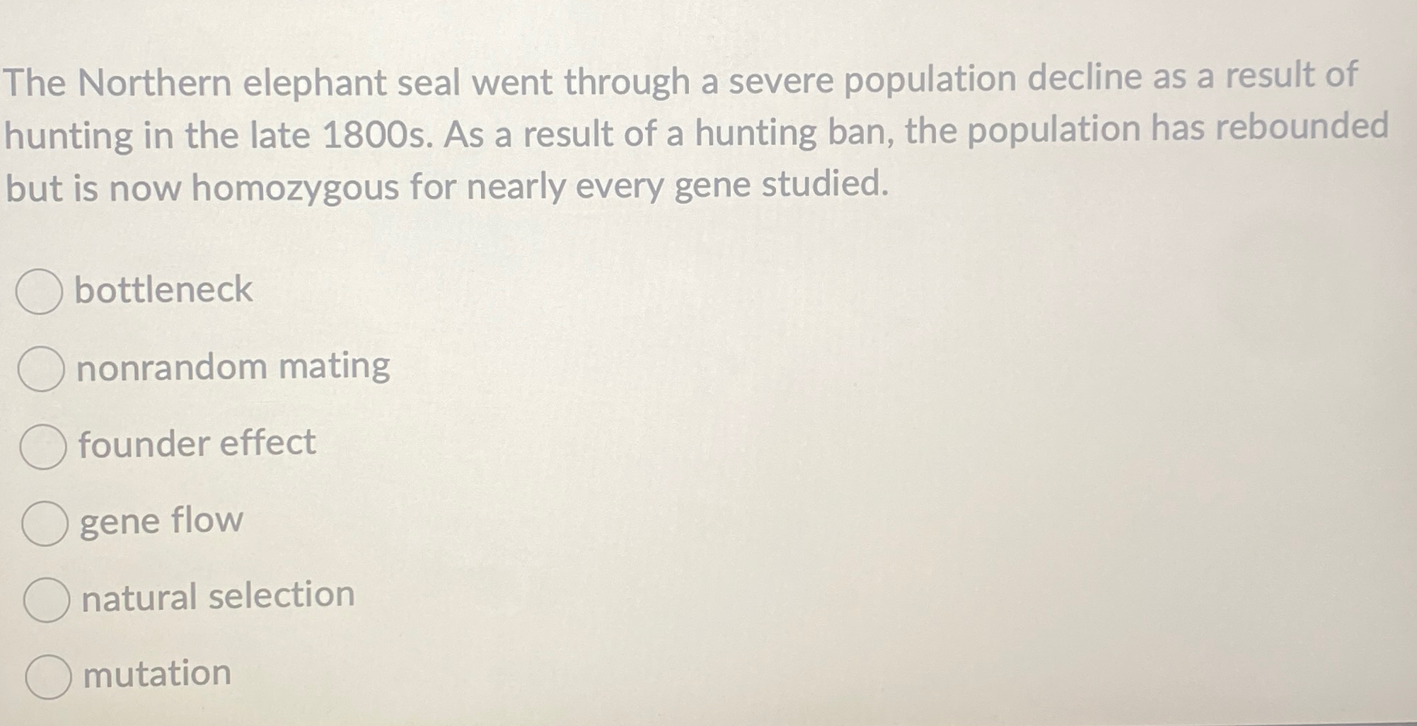 Solved The Northern elephant seal went through a severe | Chegg.com