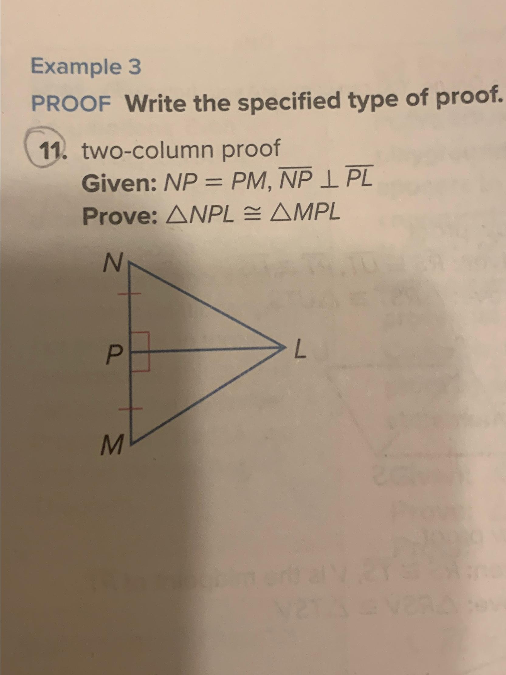 Solved Example 3PROOF Write the specified type of proof.11. | Chegg.com