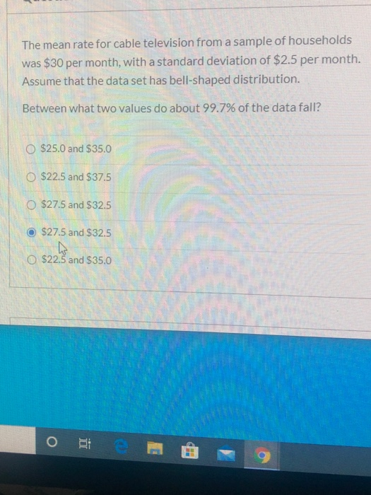 Solved The mean rate for cable television from a sample of | Chegg.com