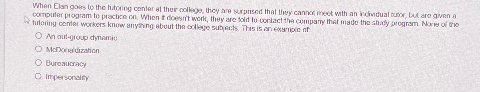 Solved When Elan goes to the tutoring center at their | Chegg.com