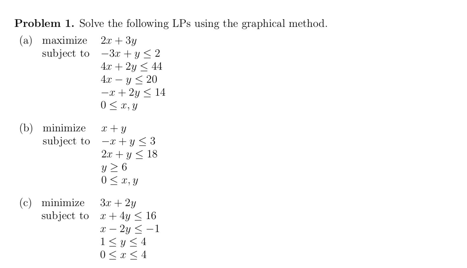 Solved Problem 1. ﻿Solve the following LPs using the | Chegg.com