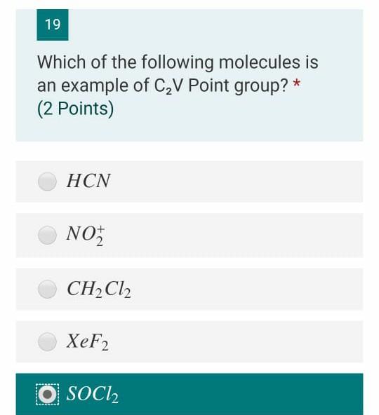 Solved 19 Which of the following molecules is an example of | Chegg.com