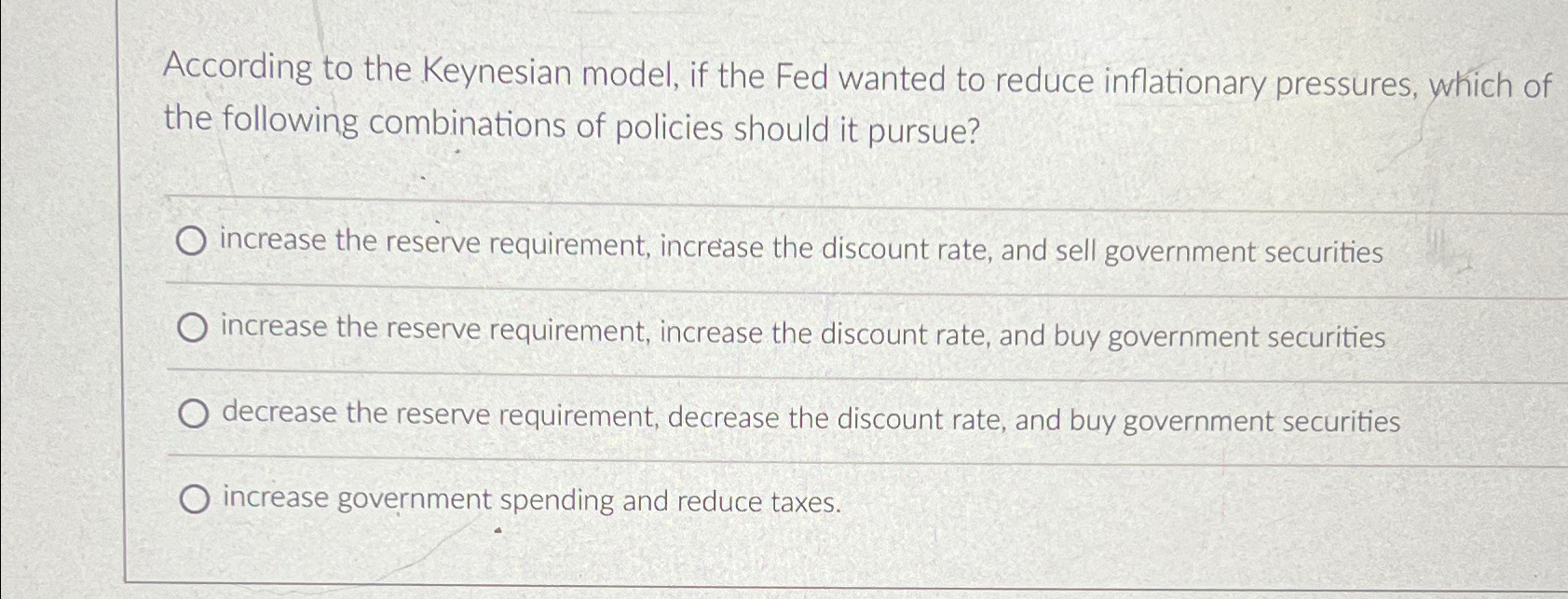 Solved According to the Keynesian model, if the Fed wanted | Chegg.com