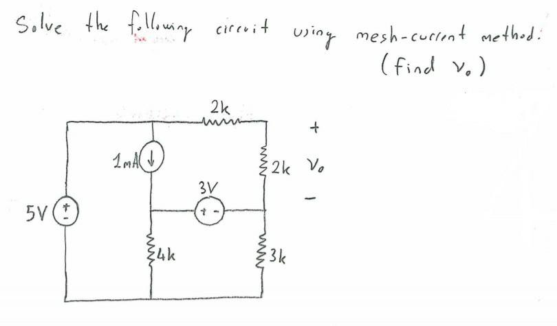 Solved Solve the following circuit using mesh-current method | Chegg.com