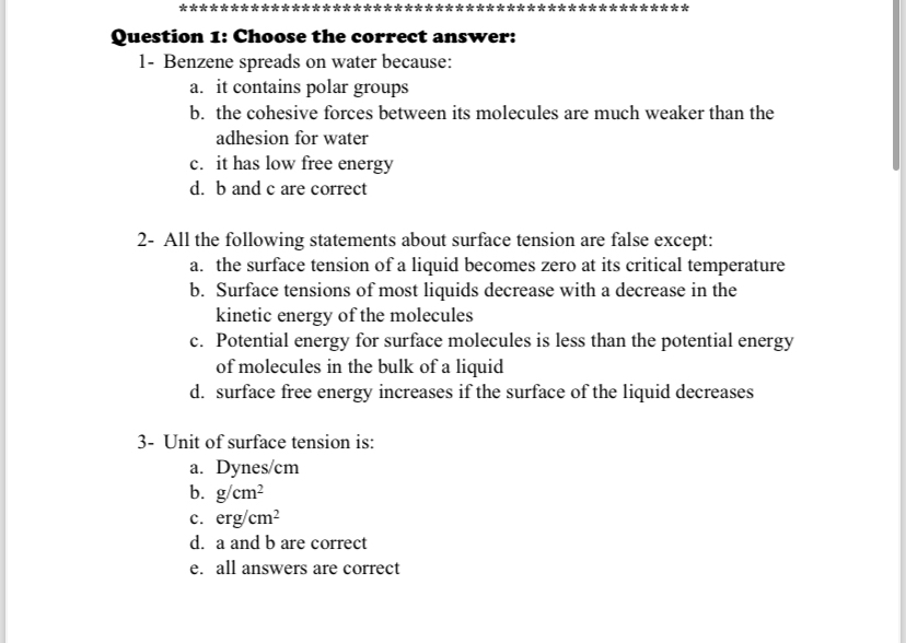 Solved Question 1: Choose the correct answer:1 - ﻿Benzene | Chegg.com