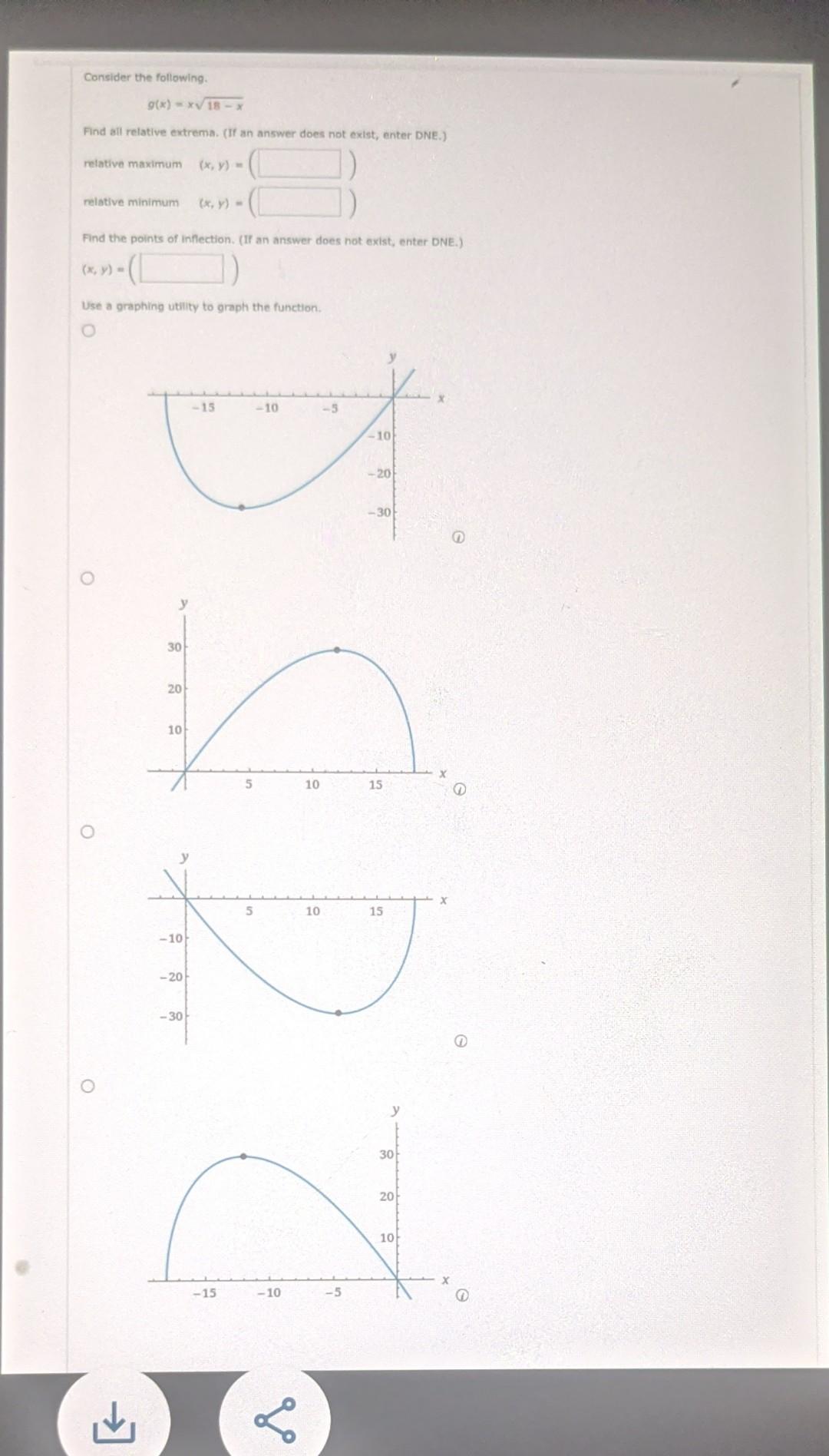Solved Consider the following. g(x)=x18−x Find all relative | Chegg.com