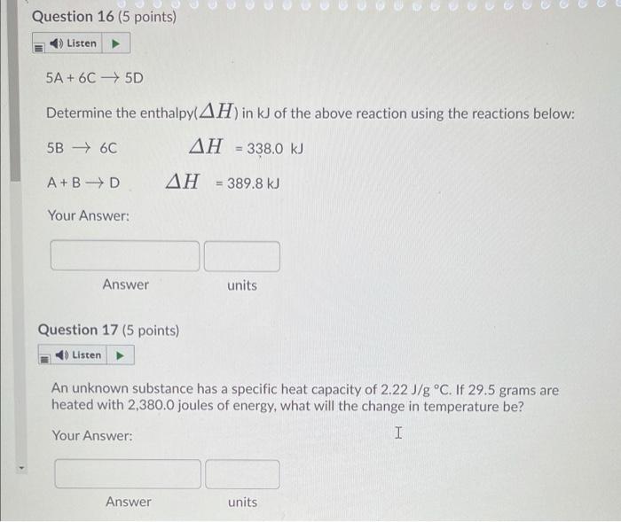 Solved Question 16 (5 points) Listen 5A + 6C 5D Determine | Chegg.com
