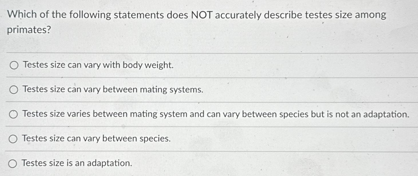 Solved Which of the following statements does NOT accurately | Chegg.com