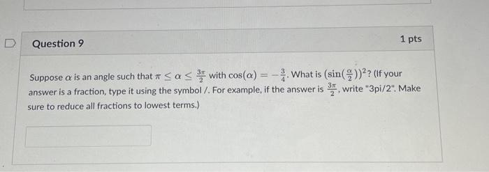 Solved Suppose \\( \\alpha \\) is an angle such that \\( | Chegg.com