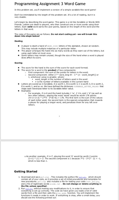 Programming Assignment 3 Word Game In This Problem 