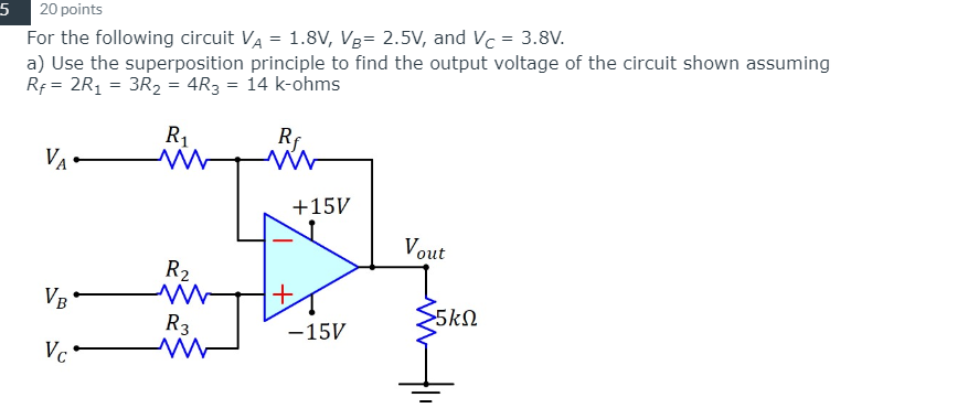 Solved For the following circuit VA=1.8V,VB=2.5V, ﻿and | Chegg.com