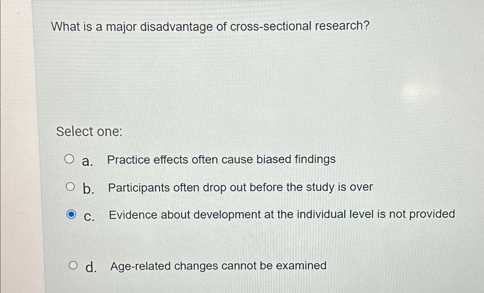 Solved What is a major disadvantage of cross-sectional | Chegg.com