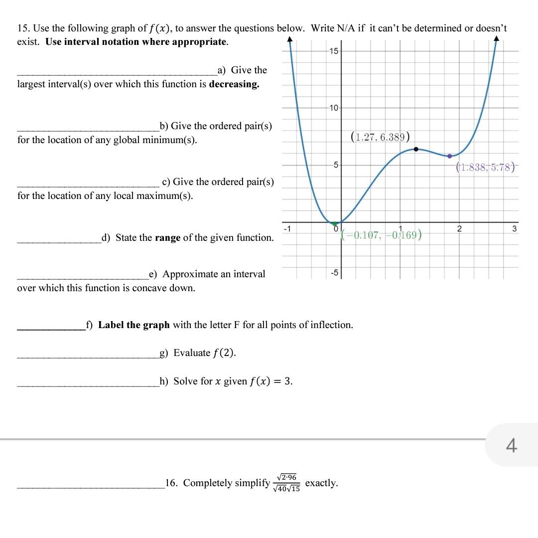 Solved exist. Use interval notation where appropriate. a) | Chegg.com