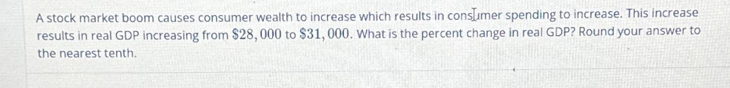 Solved A stock market boom causes consumer wealth to | Chegg.com