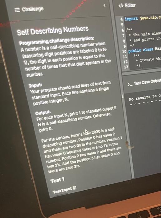 Solved Editor Challenge Self Describing Numbers | Chegg.com