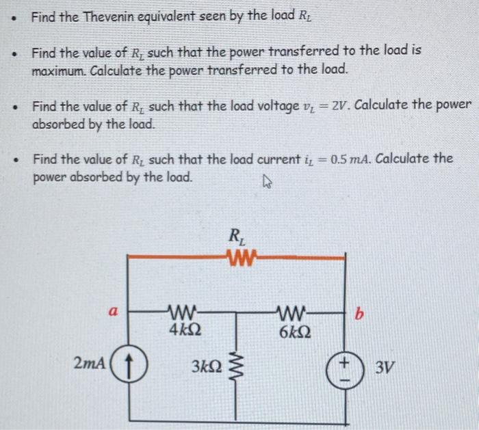 Solved - Find the Thevenin equivalent seen by the load RL - | Chegg.com