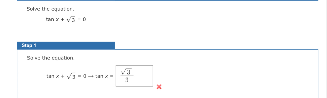 Solved Solve the equation.tanx+32=0Step 1Solve the | Chegg.com