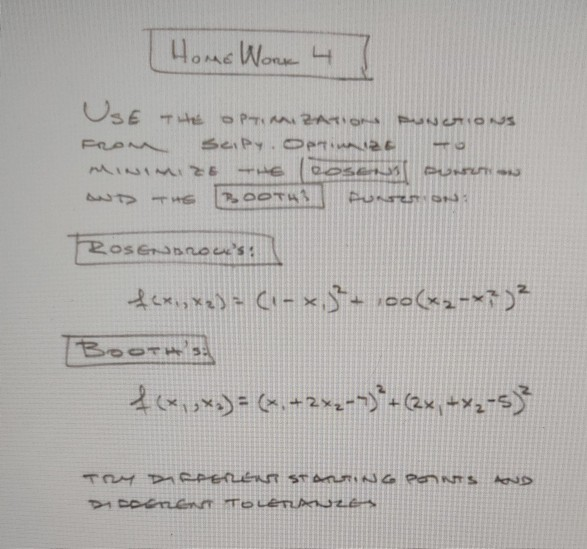 Solved Home Work 4 PUNCH USE THE OPTIMIZATION FROM Scipy. Op | Chegg.com