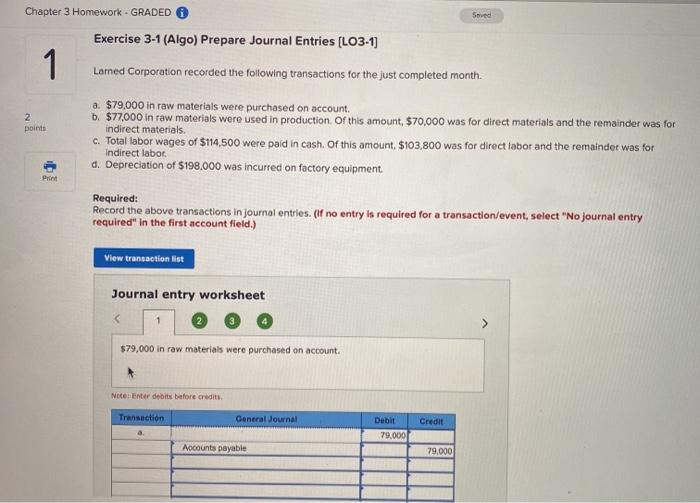 Solved Swed Chapter 3 Homework - GRADED Exercise 3-1 (Algo) | Chegg.com