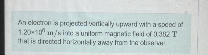 Solved An electron is projected vertically upward with a | Chegg.com