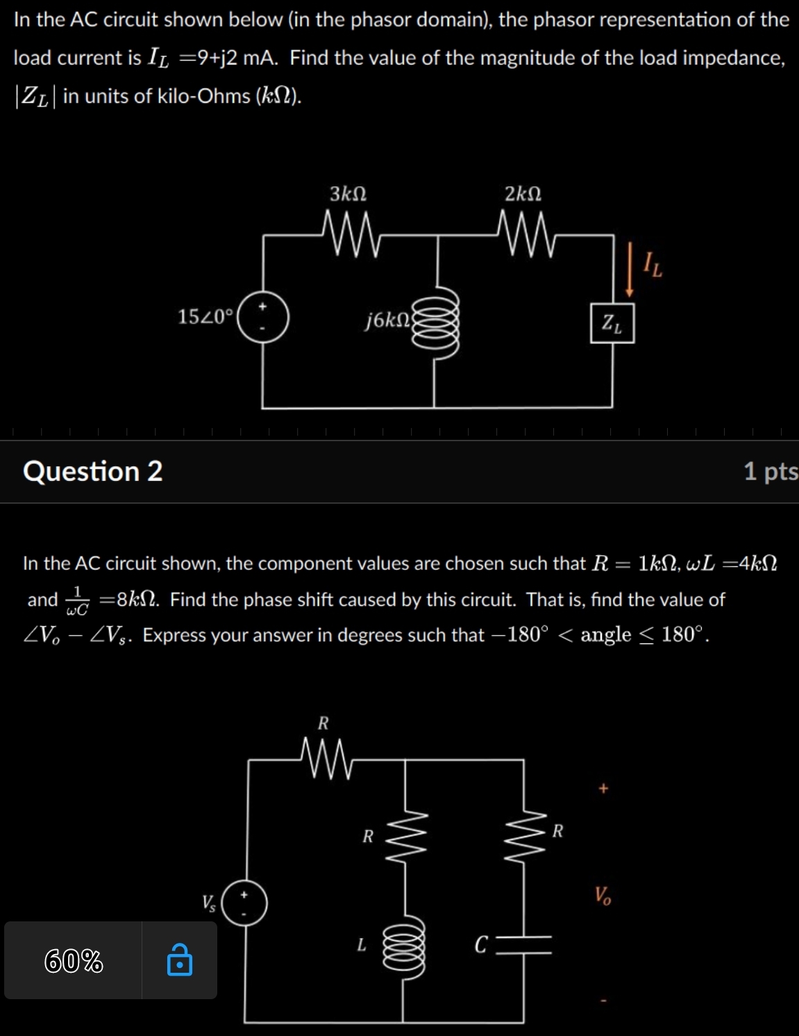 Solved In the AC circuit shown, the component values are | Chegg.com
