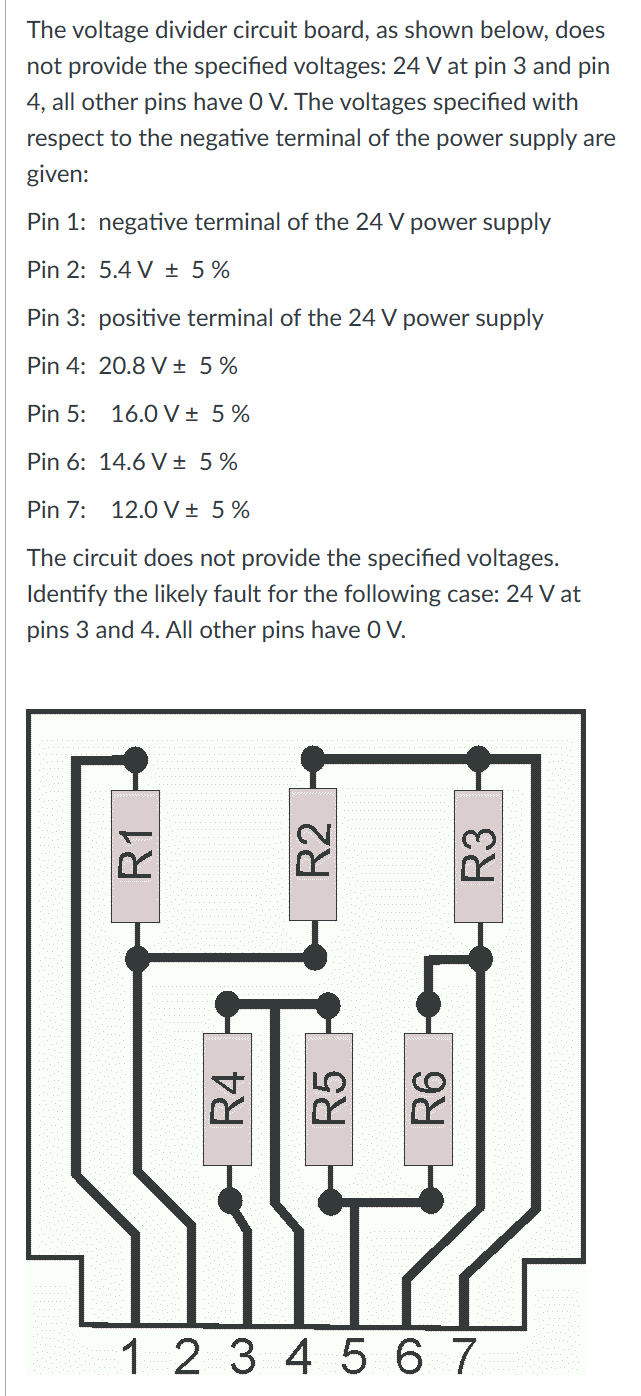 Solved The voltage divider circuit board, as shown below, | Chegg.com