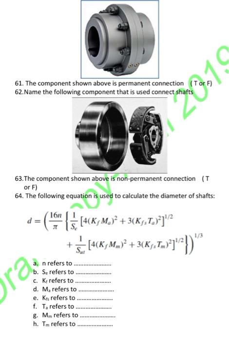 Solved 61. The component shown above is permanent connection | Chegg.com