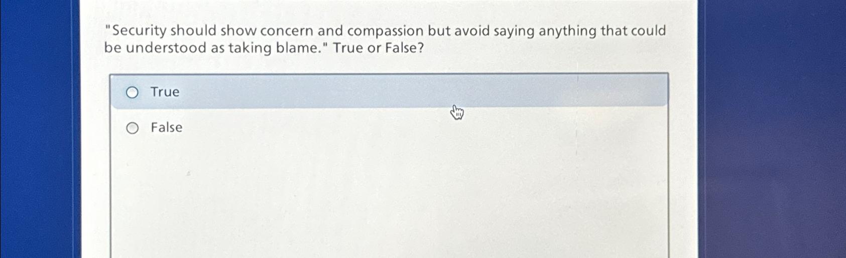 Solved "Security should show concern and compassion but | Chegg.com