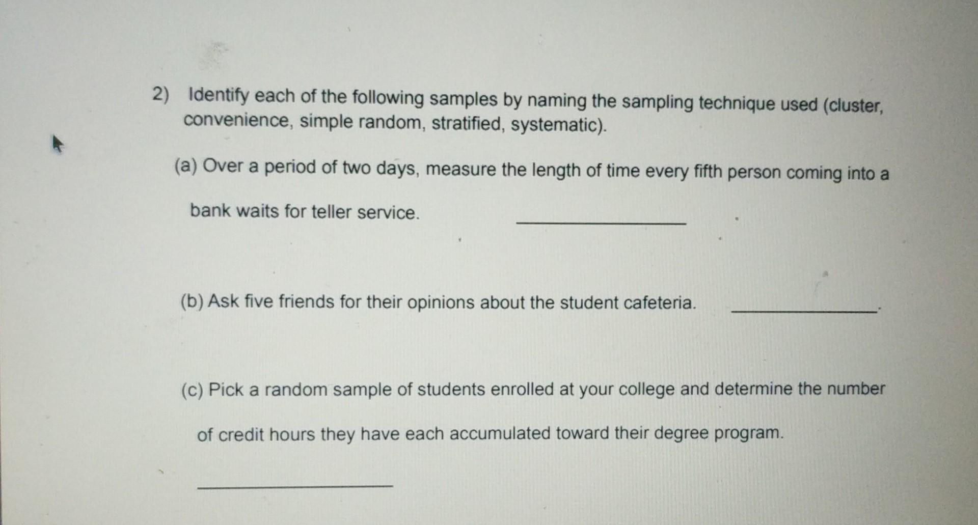 Solved 2) Identify each of the following samples by naming | Chegg.com