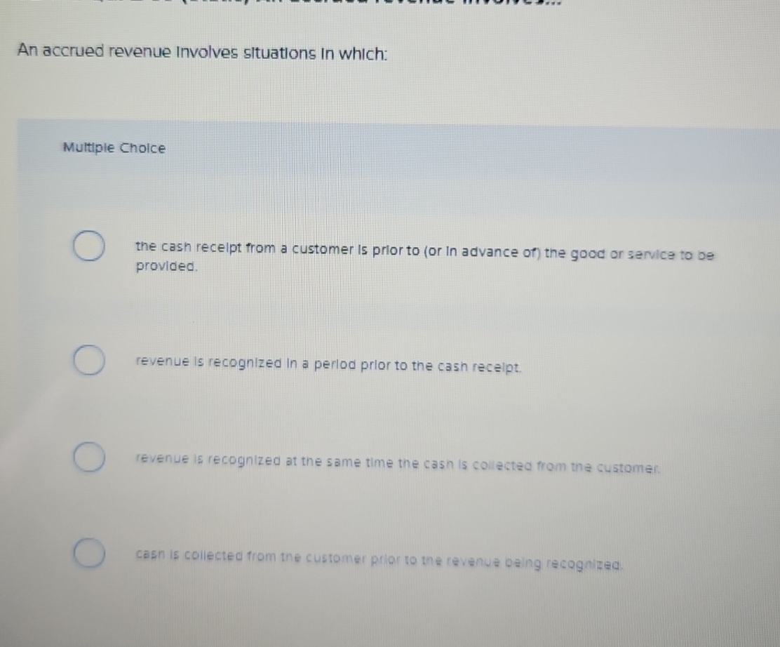 Solved An accrued revenue involves siltuations in | Chegg.com