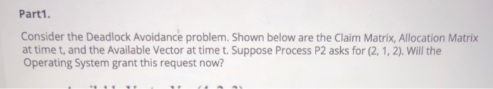Solved Part1. Consider the Deadlock Avoidance problem. Shown | Chegg.com