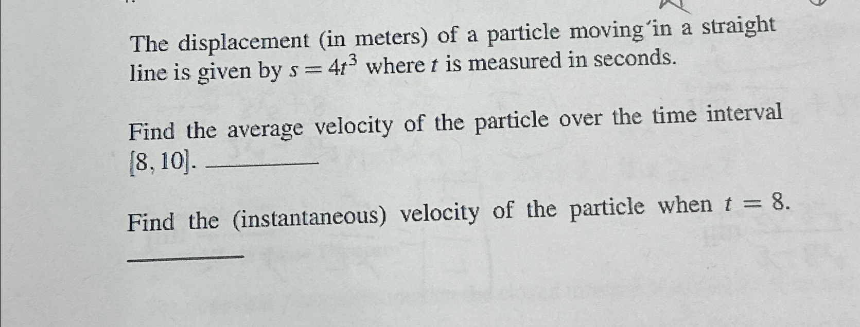Solved The displacement (in meters) ﻿of a particle moving in | Chegg.com