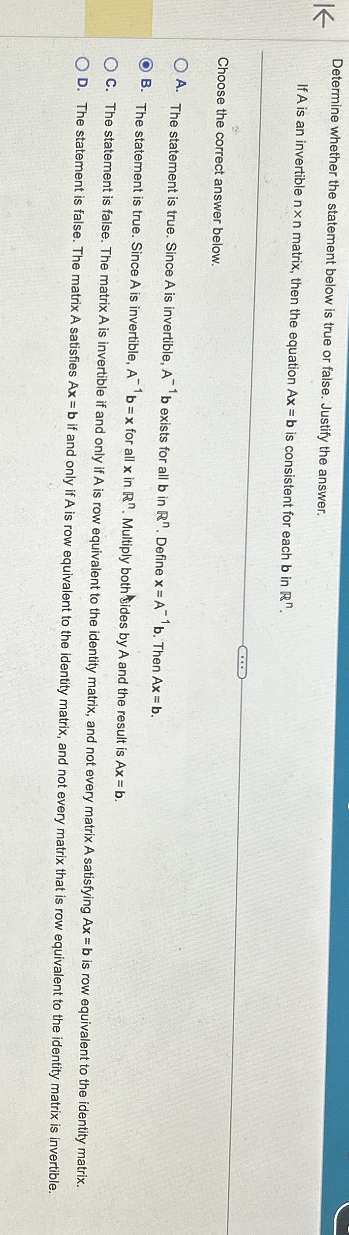 Solved Determine whether the statement below is true or | Chegg.com