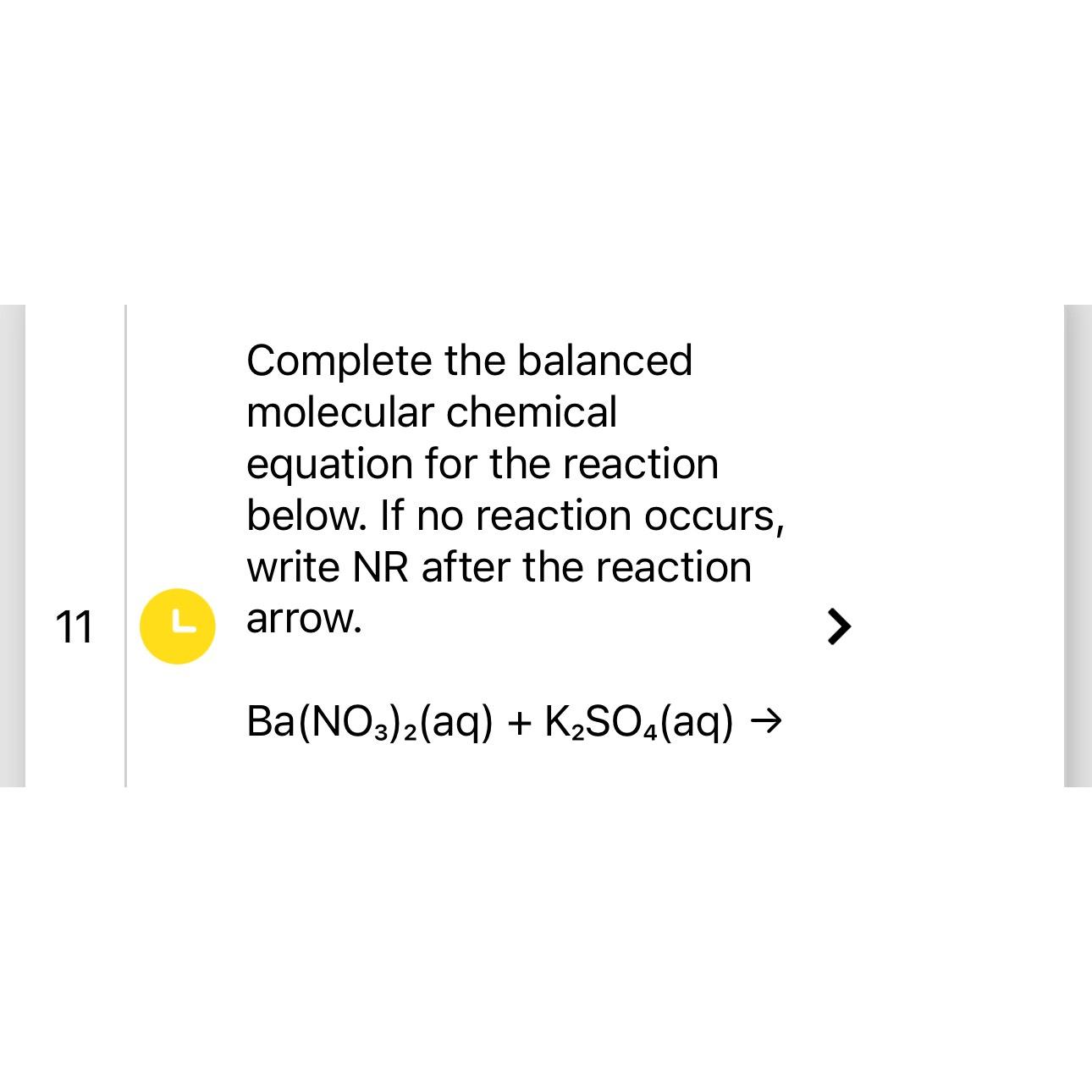 Solved Complete the balanced molecular chemical equation for | Chegg.com