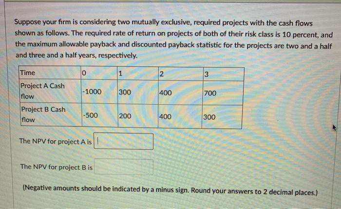 Solved Suppose your firm is considering two mutually | Chegg.com