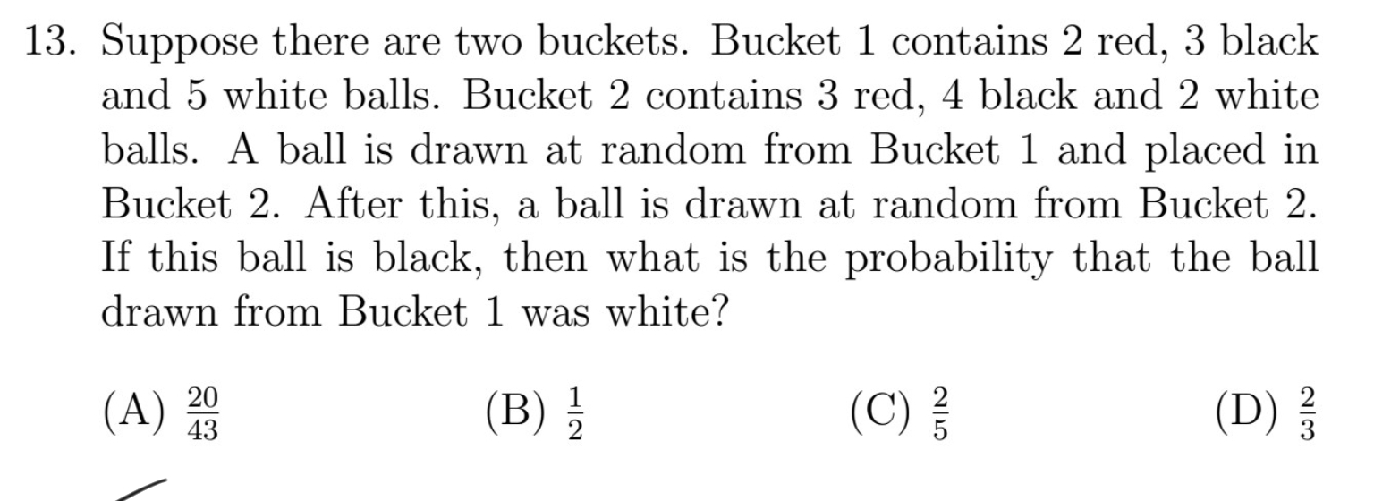 Solved Suppose there are two buckets. Bucket 1 ﻿contains 2 | Chegg.com