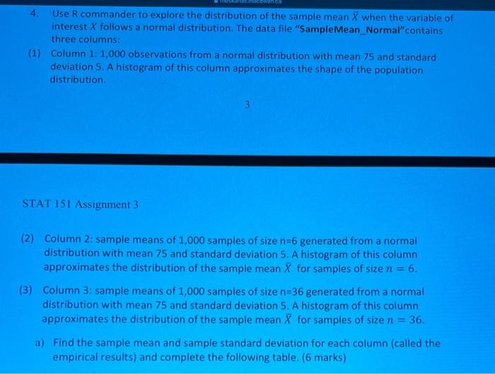 Solved 4. Use R commander to explore the distribution of the | Chegg.com