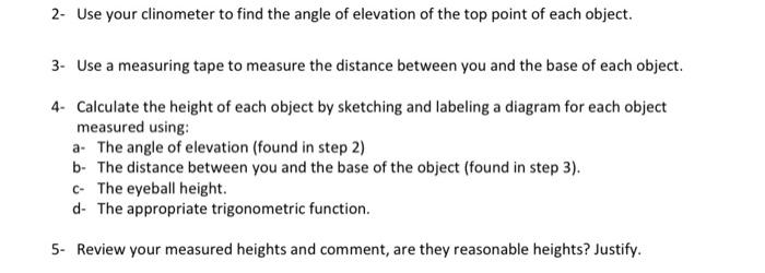 Solved the teacher wants us to measure 3 tall objects for | Chegg.com