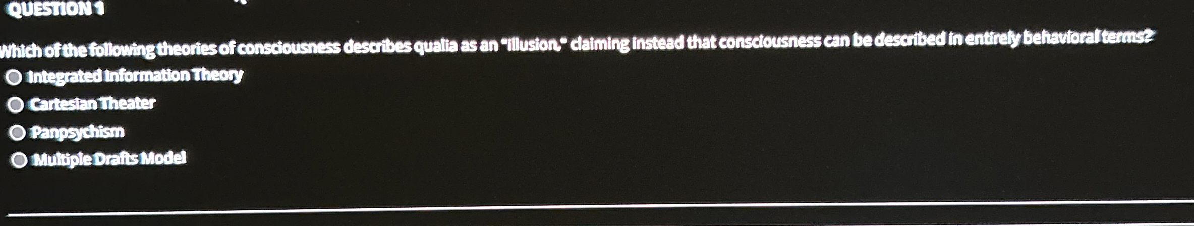 Solved Whi h of the following theories of conciousness | Chegg.com