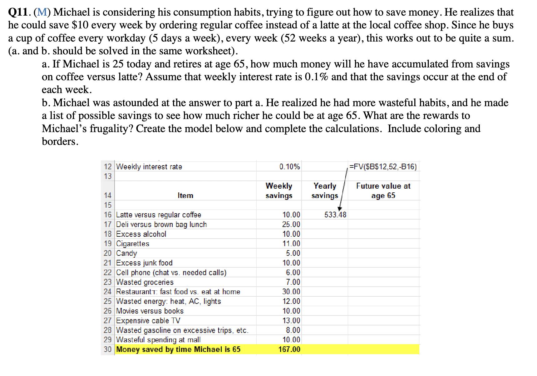 Solved (complete part b) ﻿Q11. (M) ﻿Michael is considering | Chegg.com