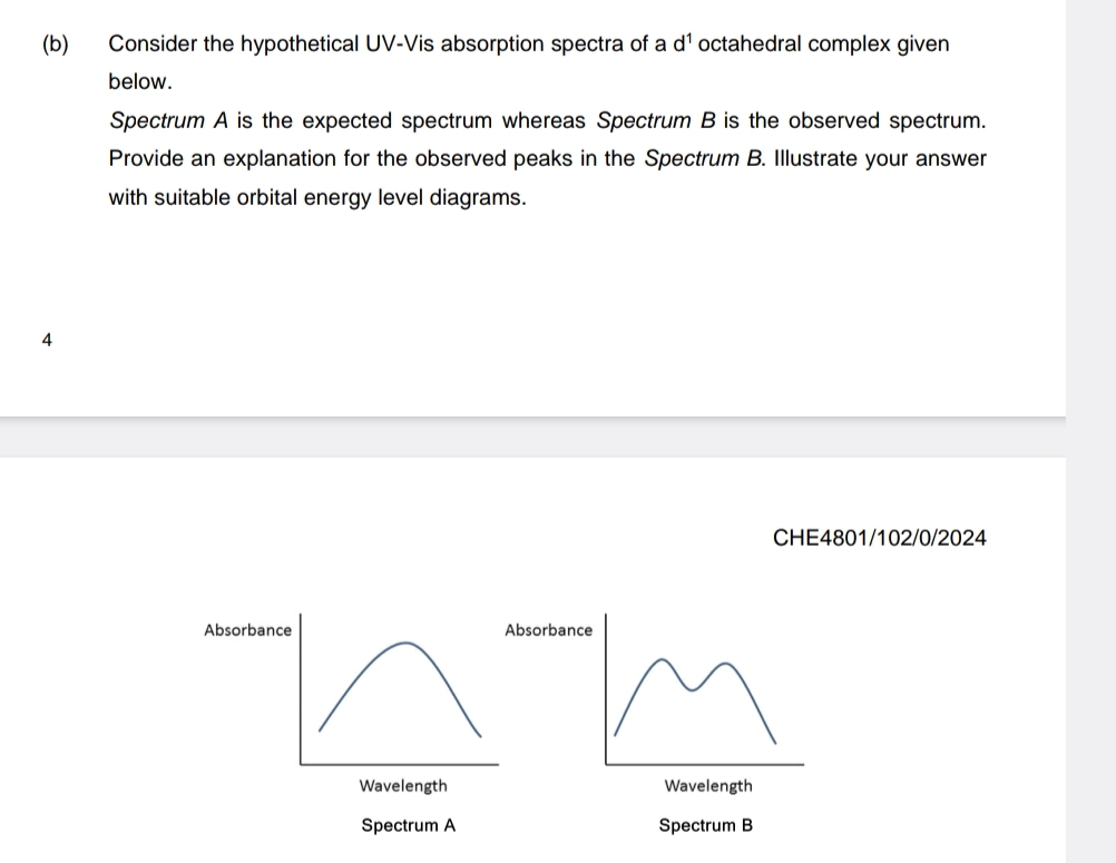 Solved (b) ﻿Consider the hypothetical UV-Vis absorption | Chegg.com