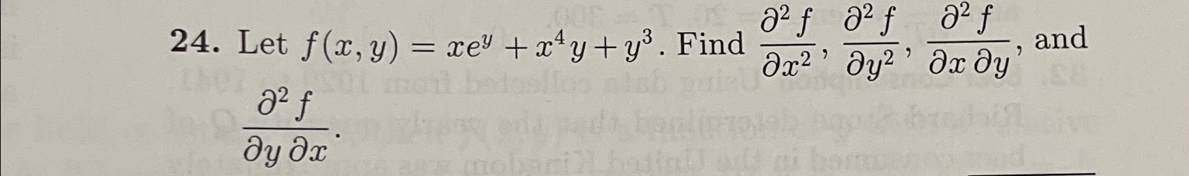 Solved Let f(x,y)=xey+x4y+y3. ﻿Find | Chegg.com
